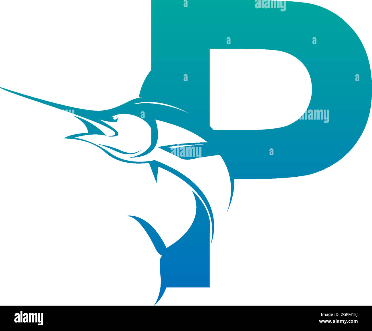 Icône de logo lettre P avec modèle de symbole de motif de poisson Image ...