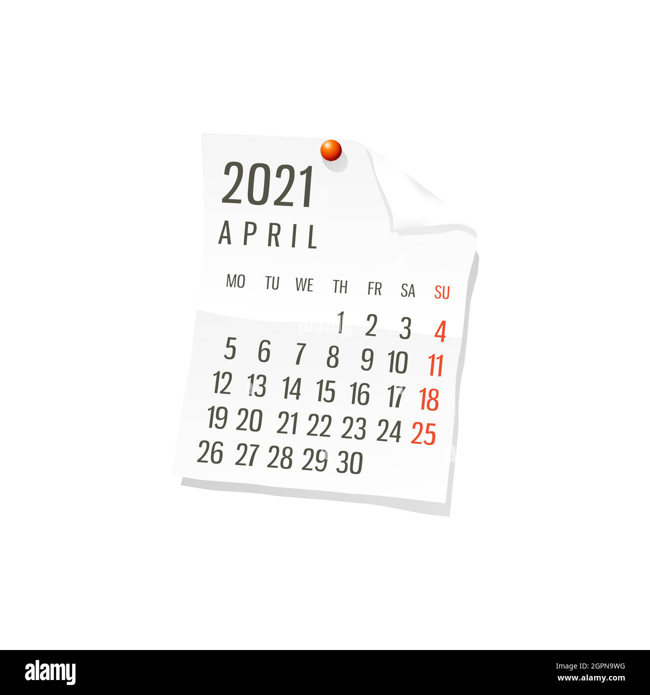 Calendrier avril 2021 Banque d'images vectorielles - Alamy