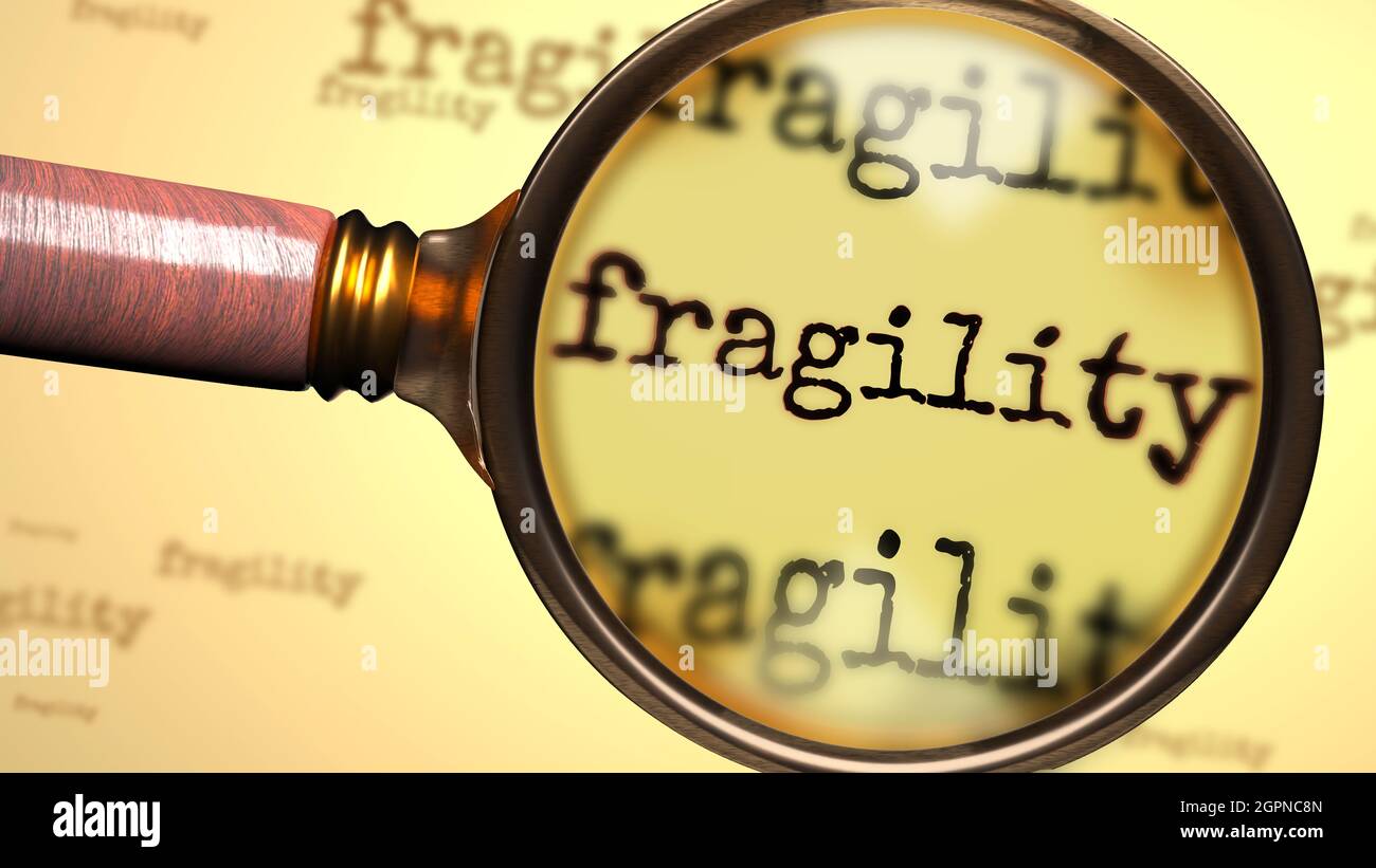 Fragilité et une loupe sur la fragilité du mot anglais pour symboliser ...