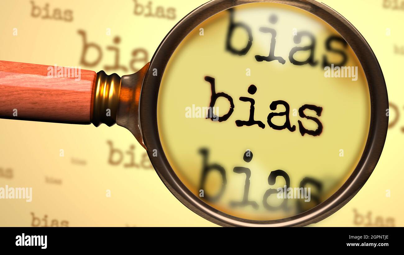Biais - concept abstrait et loupe élargissant le mot anglais Bias pour ...