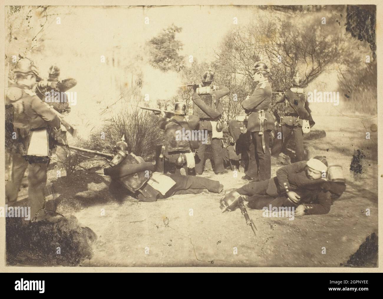 Escarmouche entre une unité de reconnaissance prussienne et des troupes ...