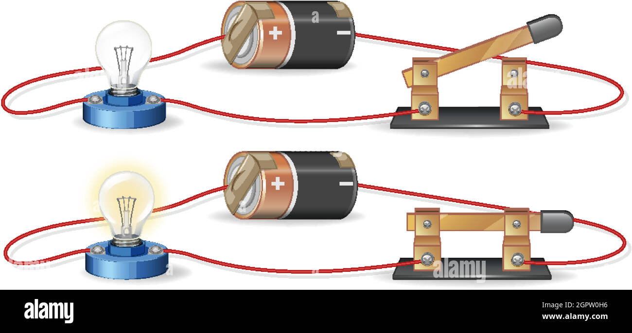 Schéma du circuit électrique avec batterie et ampoule Image Vectorielle ...