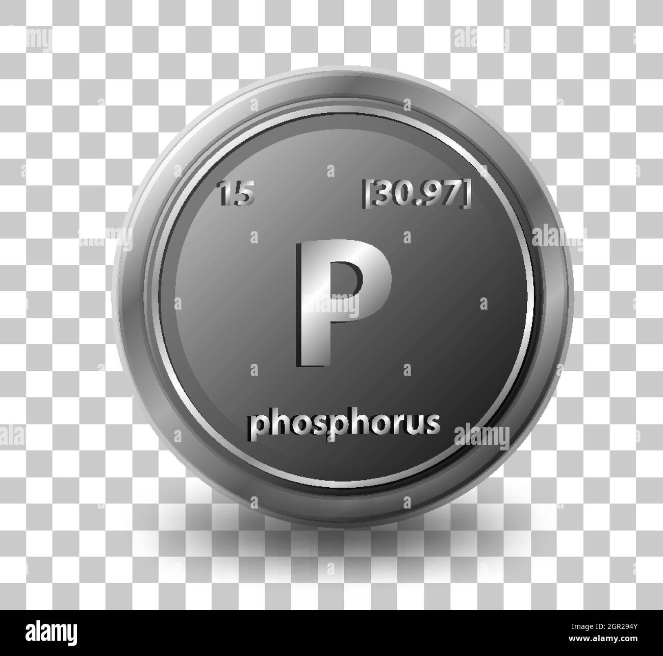 Élément chimique de phosphore. Symbole chimique avec numéro atomique et ...