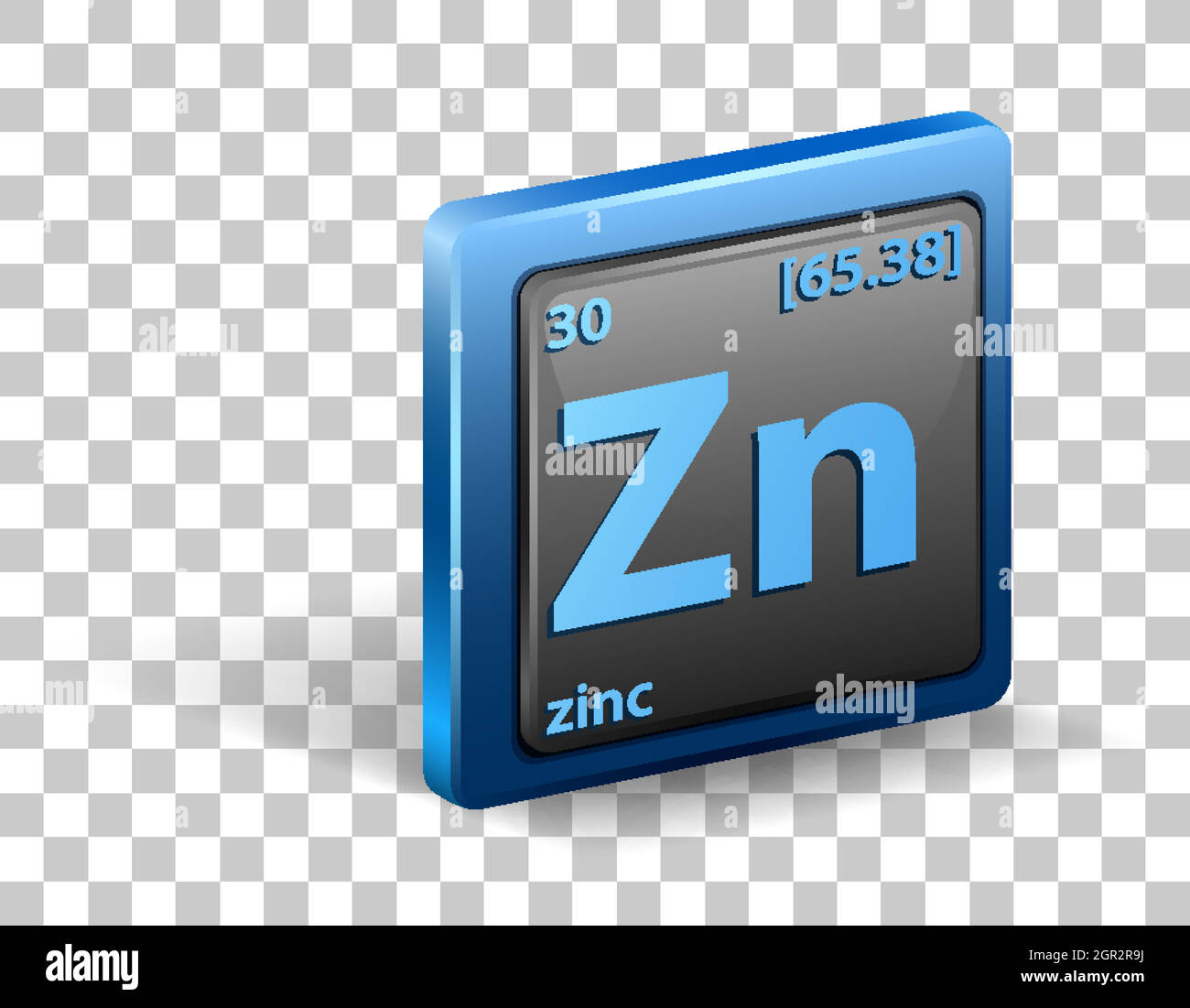 Élément chimique en zinc. Symbole chimique avec numéro atomique et ...