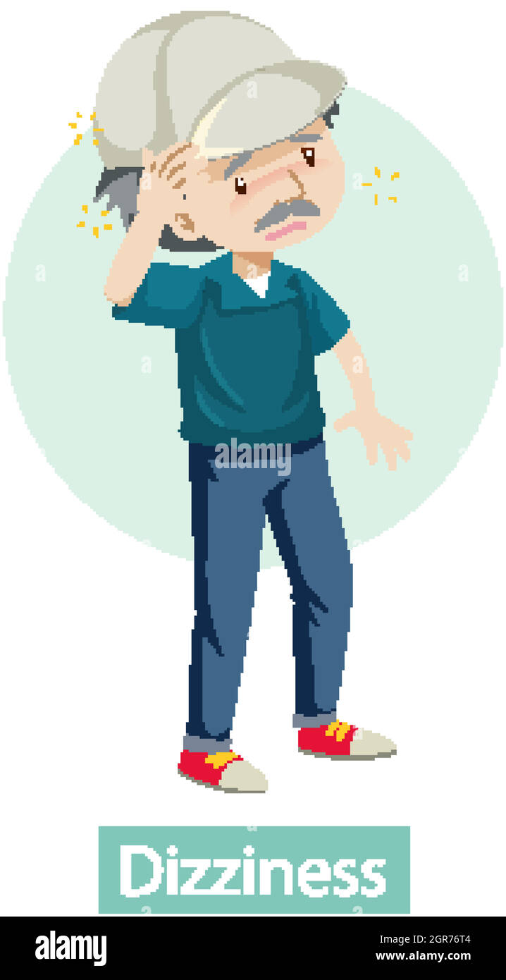 Personnage de dessin animé avec des symptômes de vertige Image ...