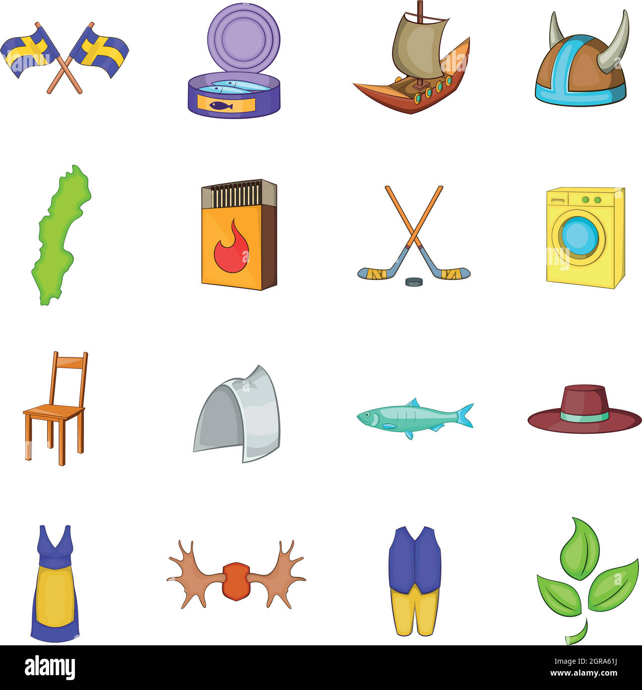 La Suède, cartoon style icons set Image Vectorielle Stock - Alamy