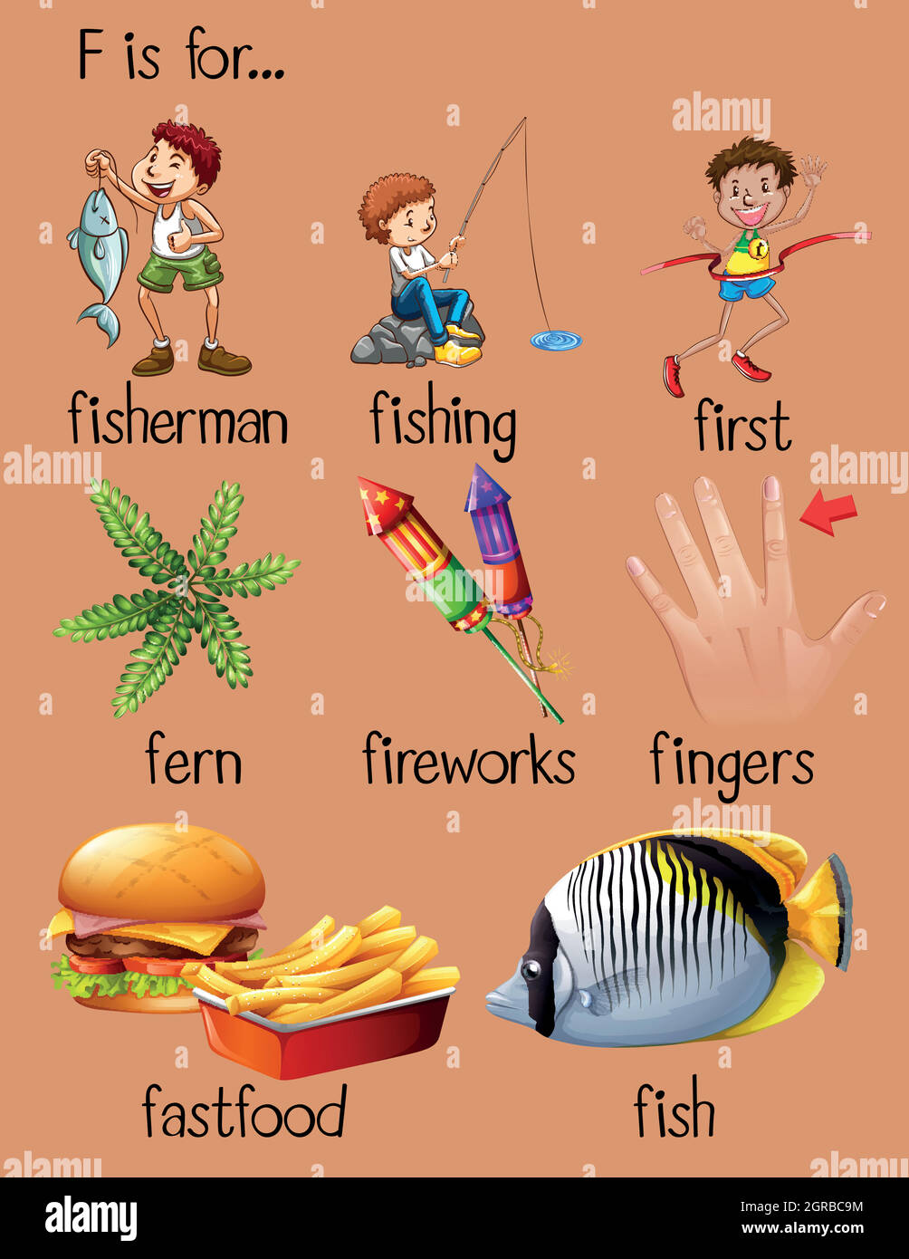 Les mots commencent par la lettre F Image Vectorielle Stock - Alamy