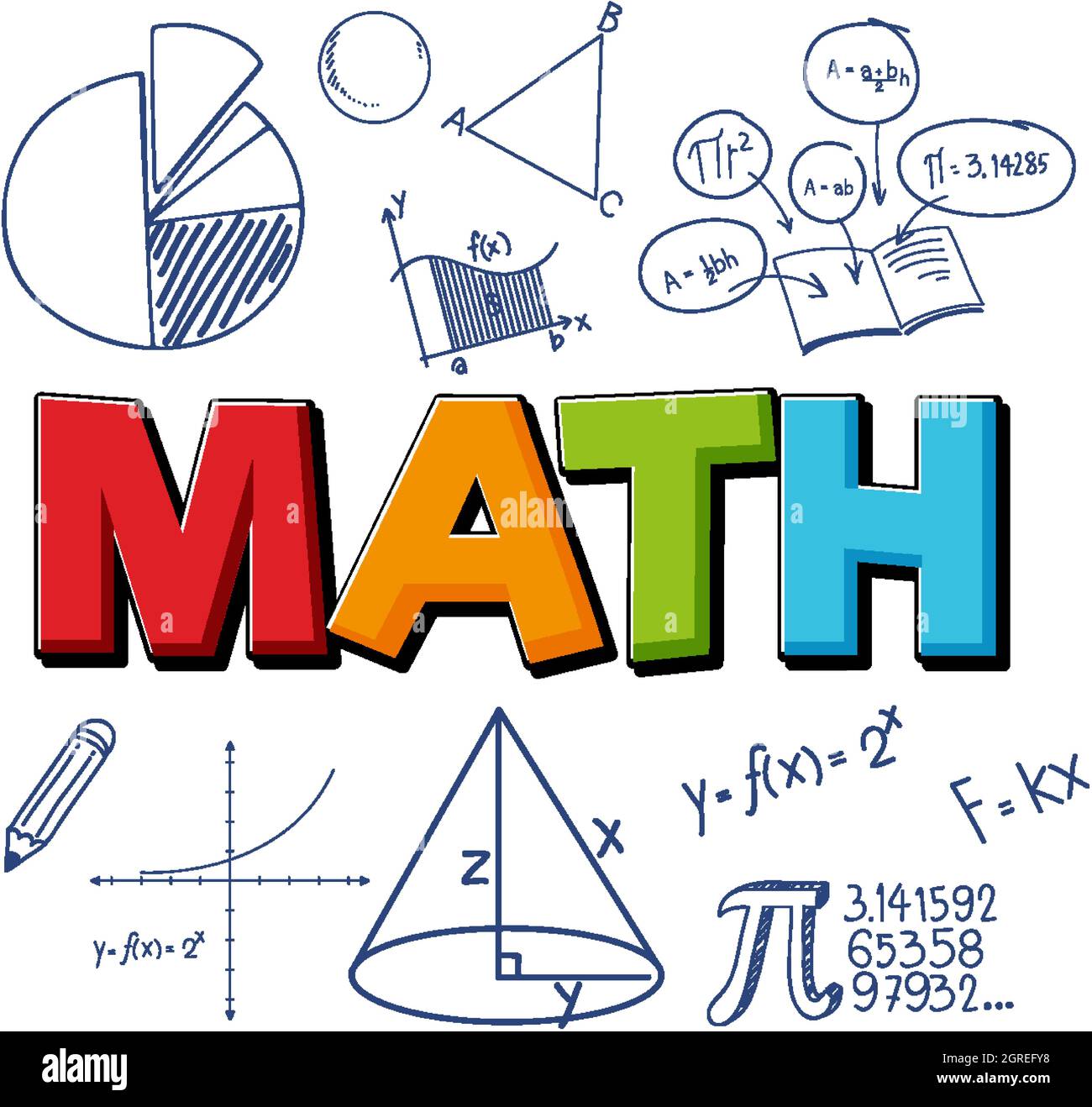 Illustration de la police mathématique avec symbole et icône de formule ...