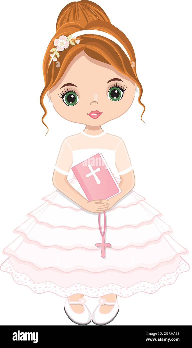 Première communion pour fille. Vecteur 1ère communion pour petite fille ...