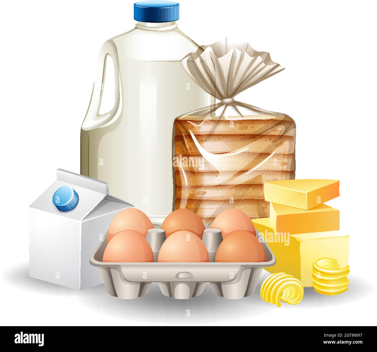 Lait et oeufs Banque d'images vectorielles - Alamy