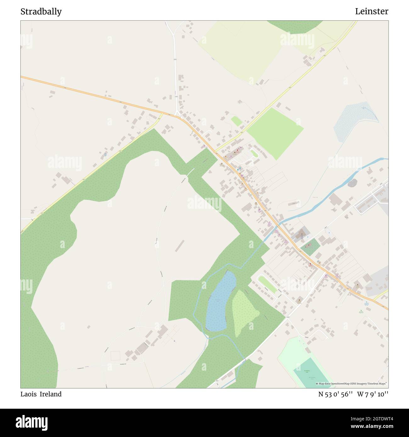 Stradbally, Laois, Irlande, Leinster, N 53 0' 56'', W 7 9' 10'', carte ...