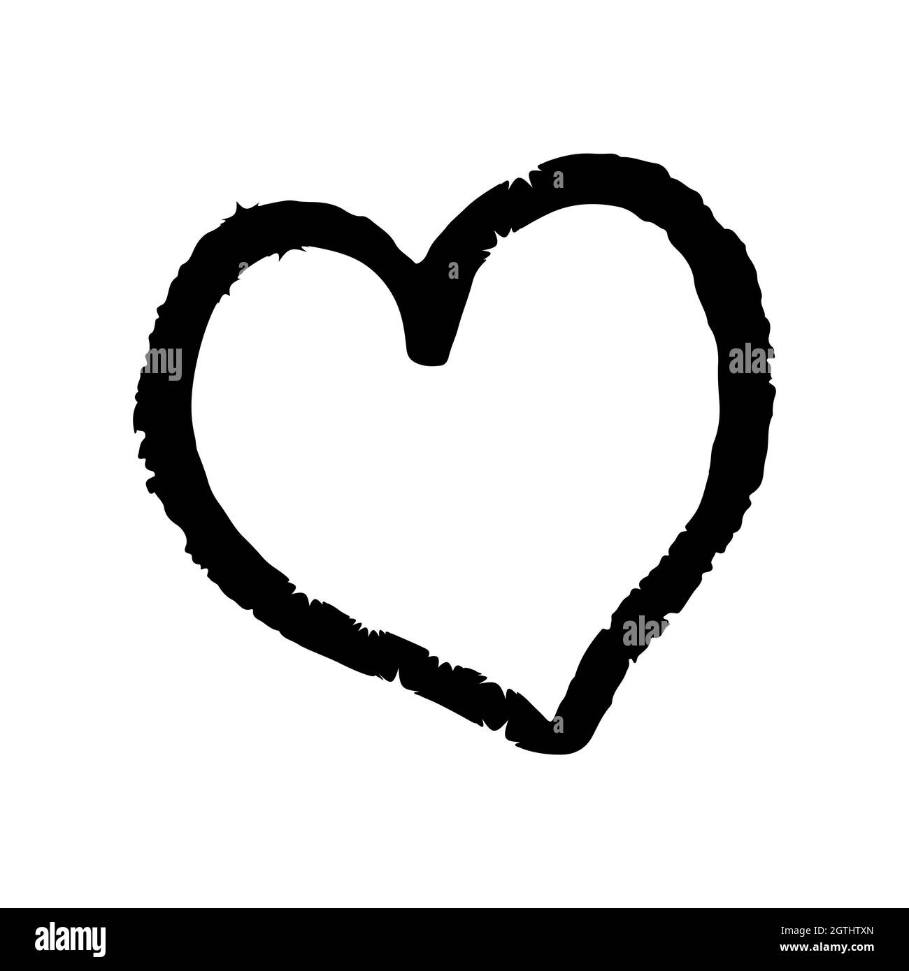 Main noyer coeur sur fond blanc. Forme grunge du coeur. Pinceau texturé ...