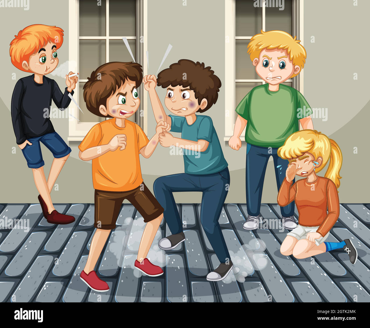 Teenager fighting Banque d'images vectorielles - Alamy