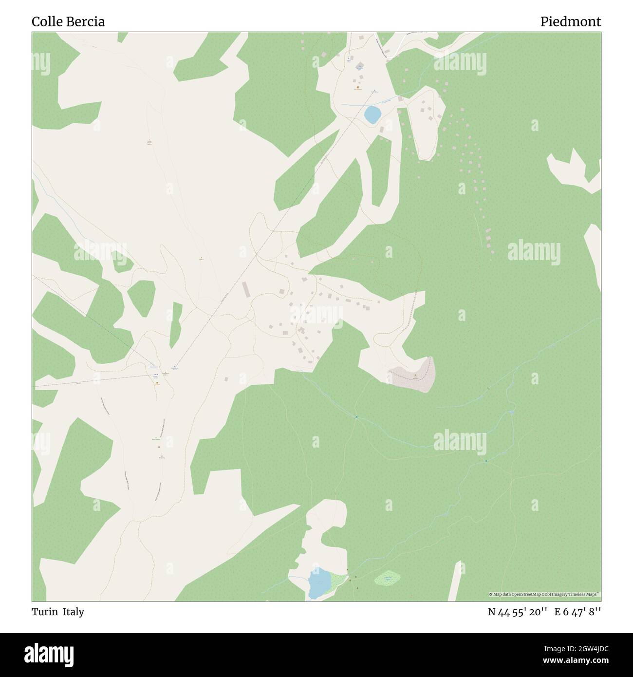 Colle Bercia, Turin, Italie, Piémont, N 44 55' 20'', E 6 47' 8'', carte ...