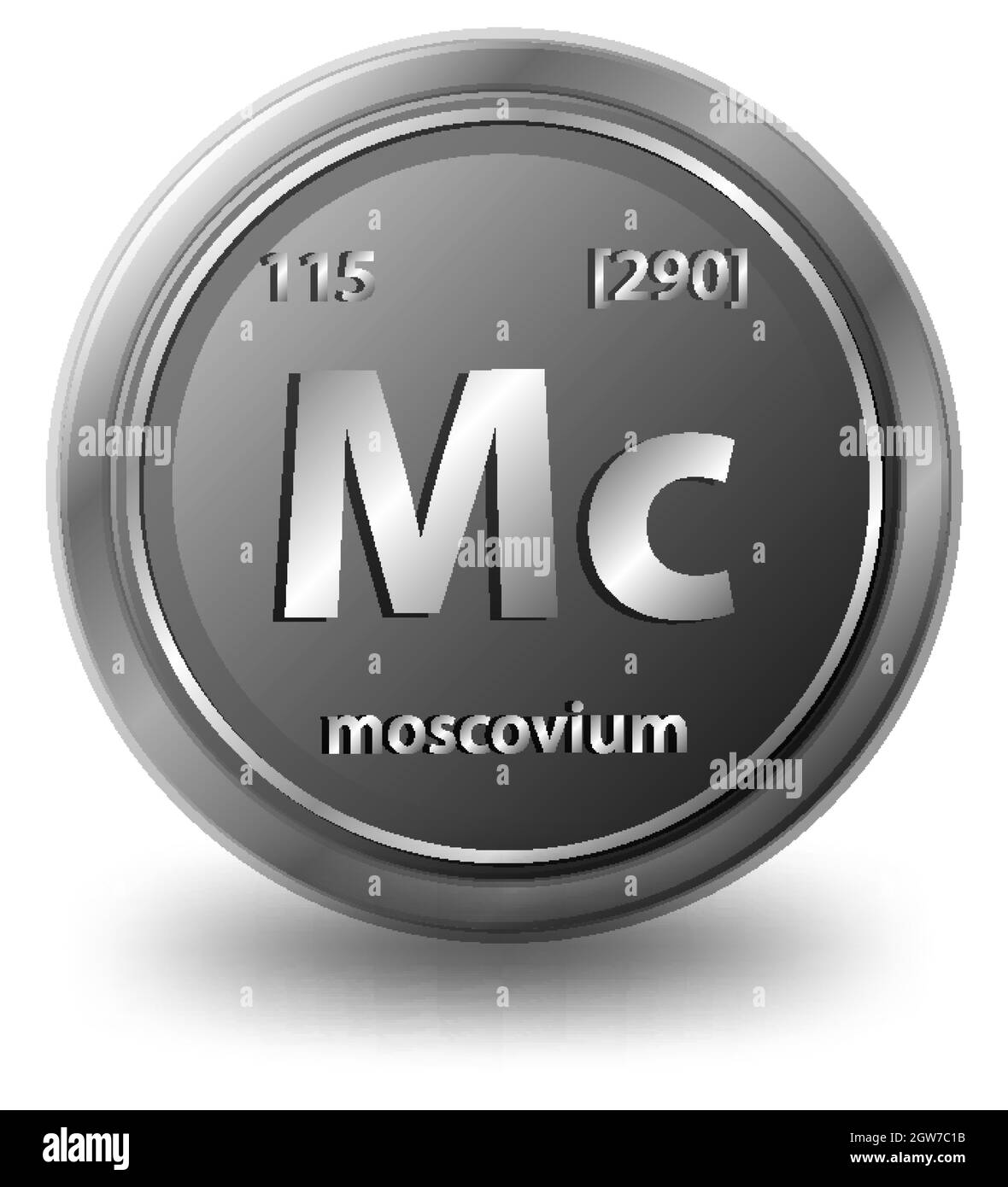 Élément chimique Moscovium. Symbole chimique avec numéro atomique et ...