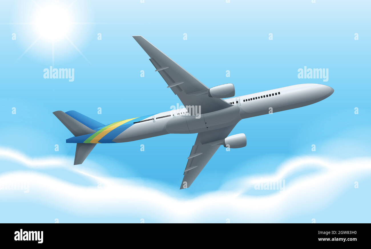 Avion volant dans le ciel Banque d'images vectorielles - Alamy