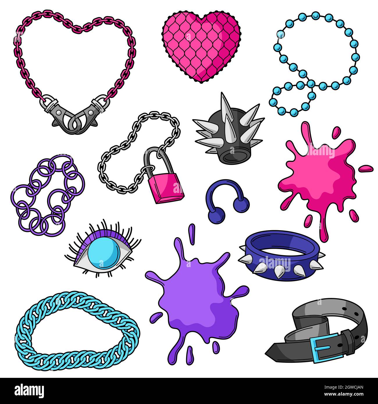 Ensemble de symboles de sous-culture pour les jeunes. Illustration ...