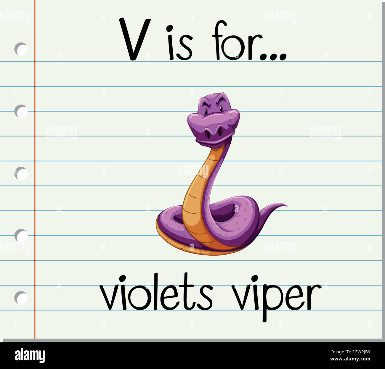 La lettre V du flashcard est destinée à la vipère des violettes Image ...