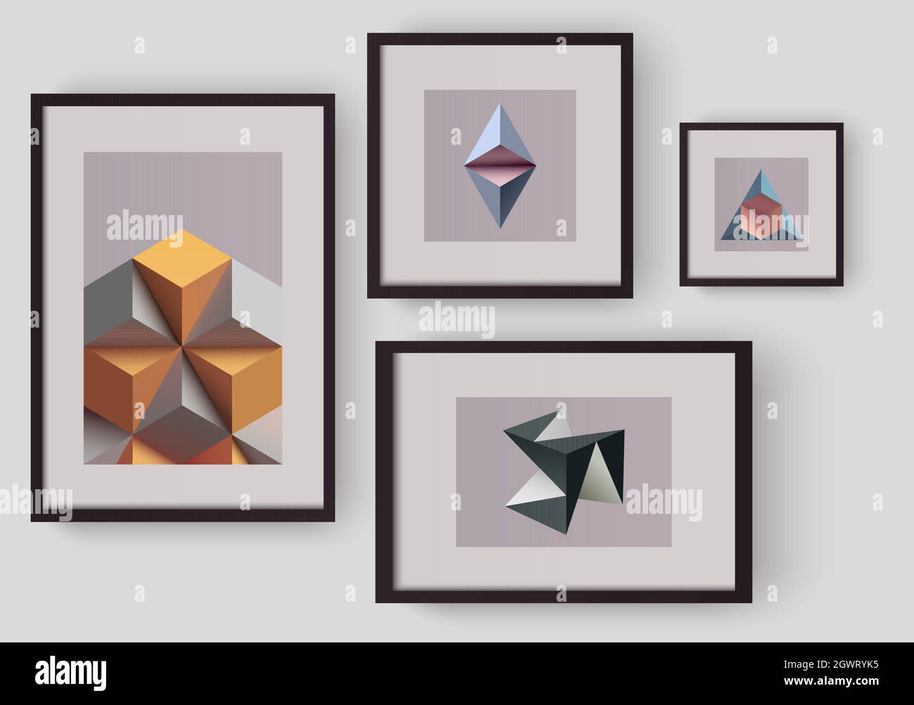 Illustration réaliste de la galerie. Cadres élégants au mur, forme ...
