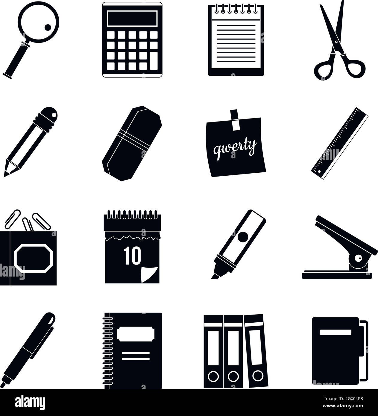 Symboles icons set papeterie, le style simple Image Vectorielle Stock ...
