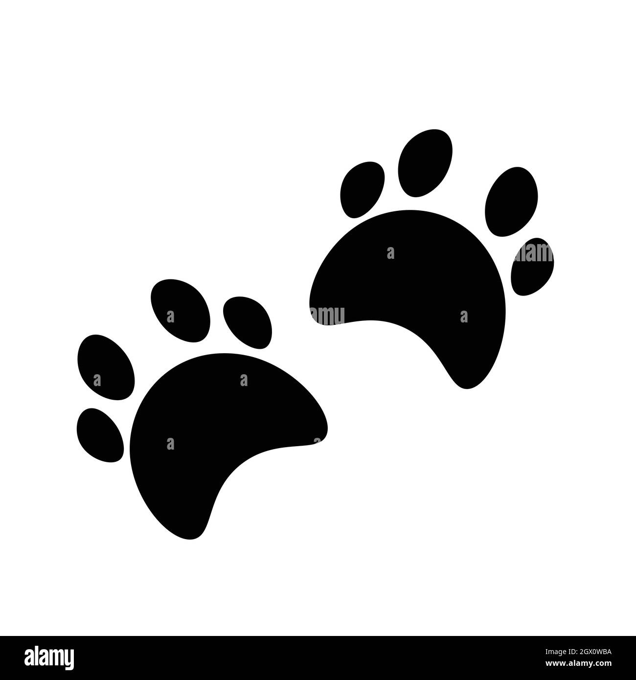 Silhouette d'animal à empreinte de dessins animés plate. Icône de toile ...