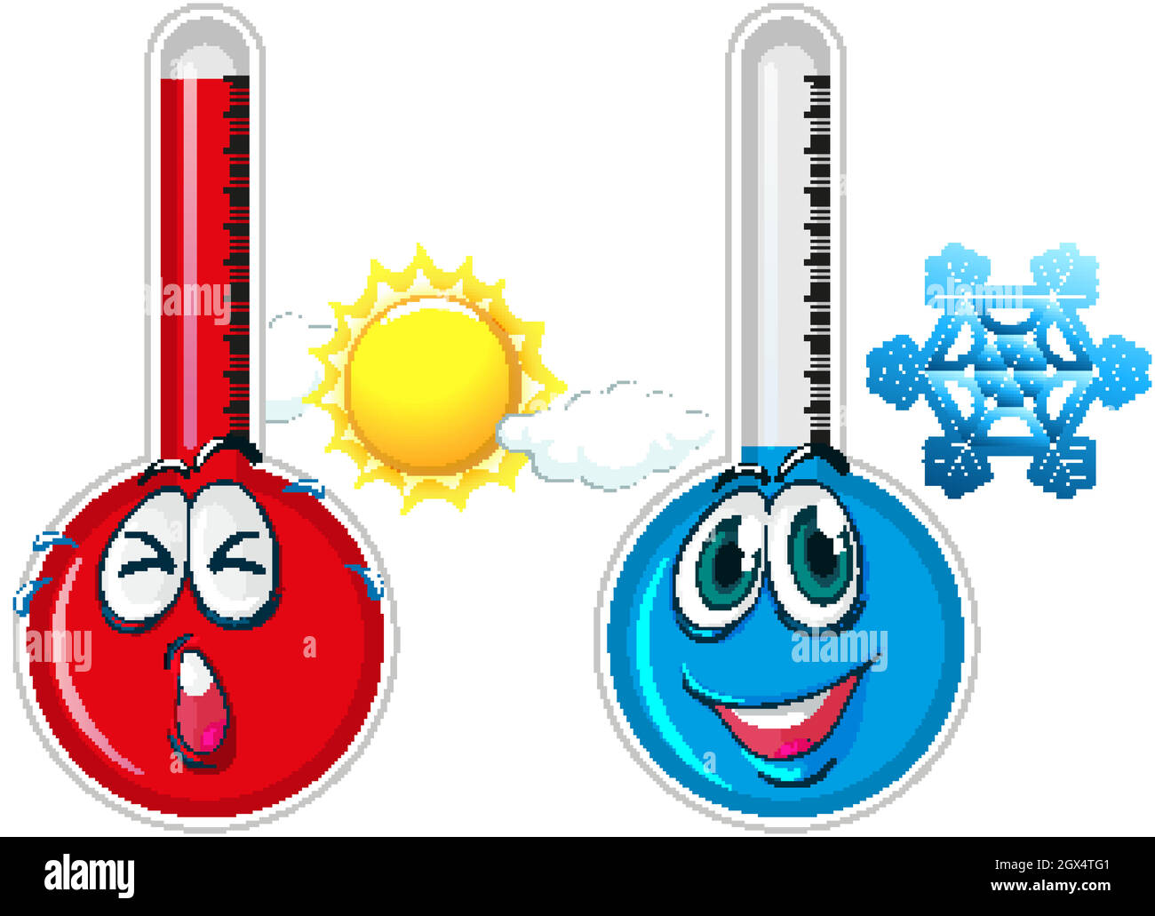 Deux thermomètres mesurant chaud et froid Image Vectorielle Stock - Alamy