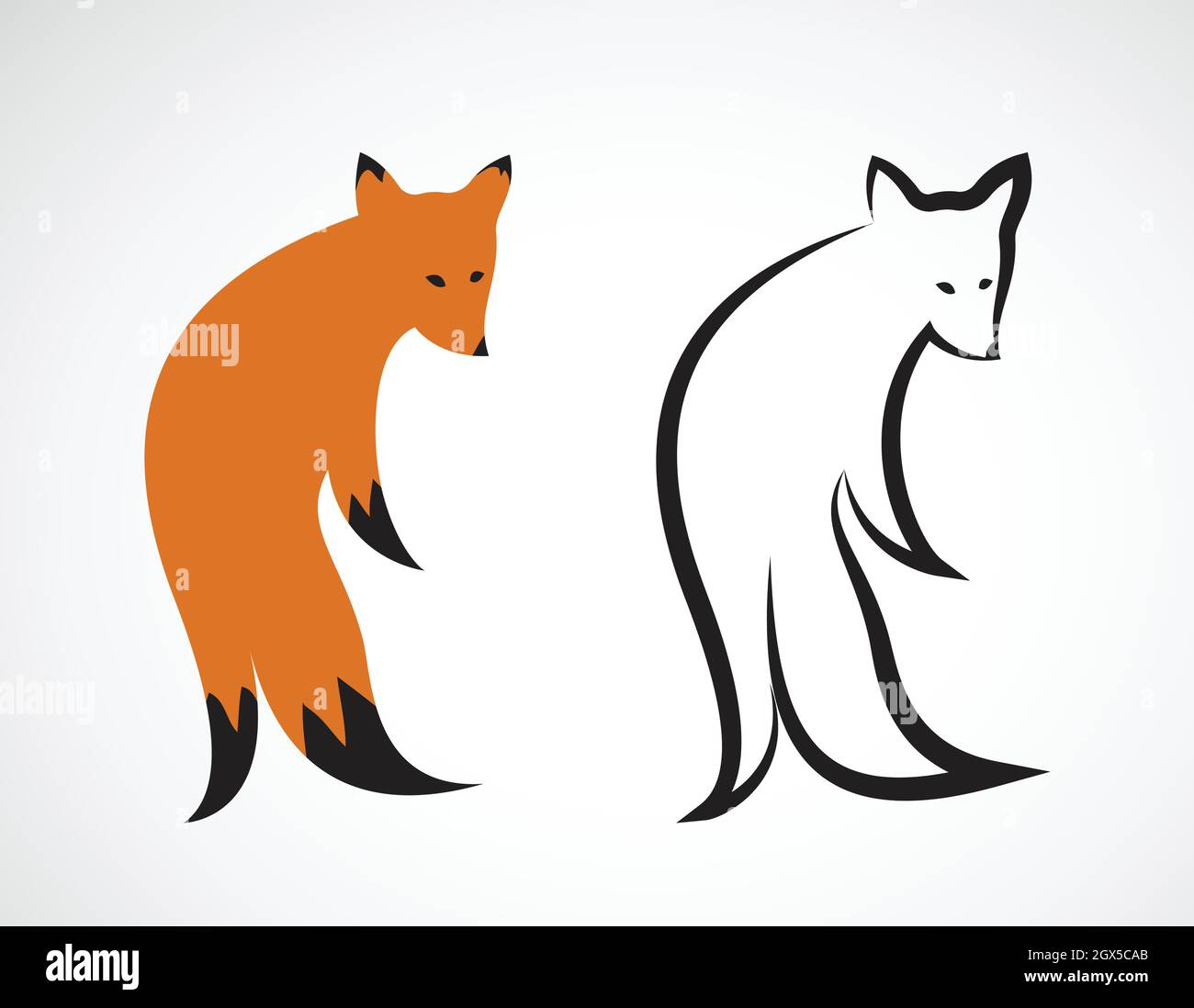 Groupe vectoriel de conception de renard sur fond blanc. Un renard ...
