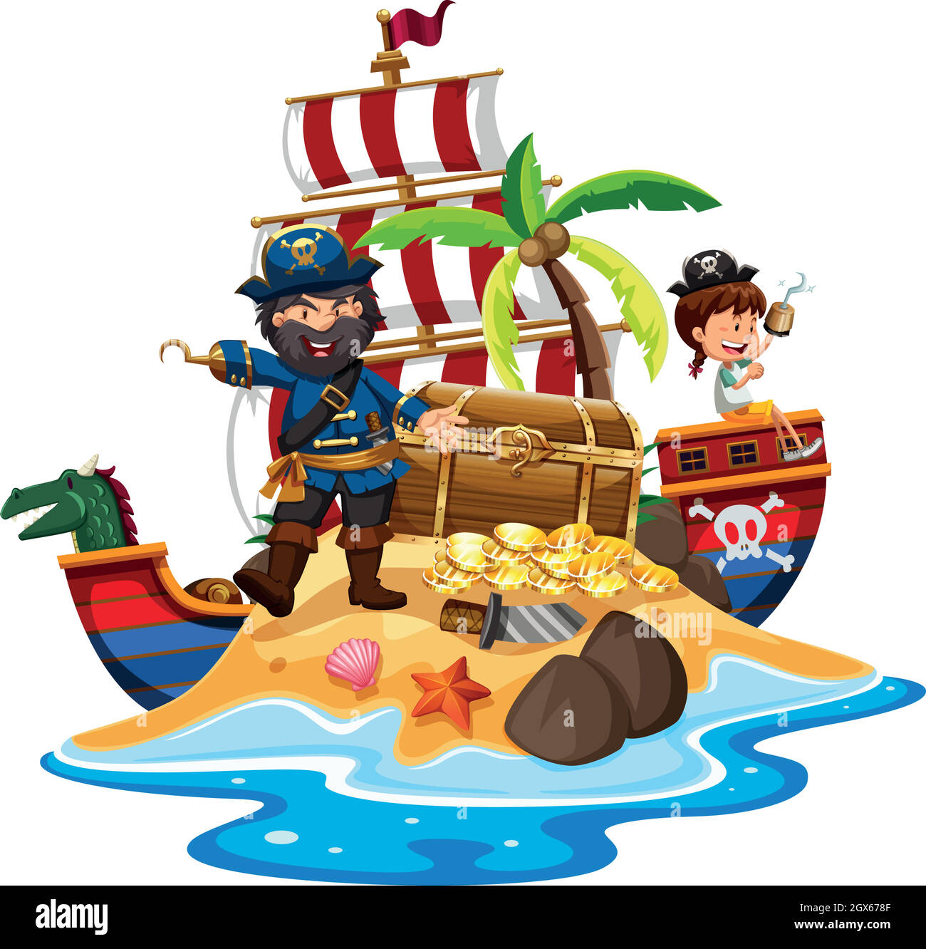 Funny pirate cartoon illustration Banque d'images vectorielles - Alamy