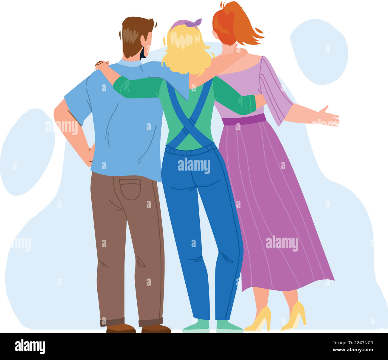 Friendship Young People Back Side View Vector Image Vectorielle Stock ...
