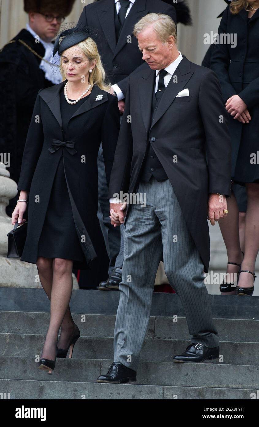 Mark Thatcher et sa femme Sarah Thatcher quittent la cathédrale Saint ...