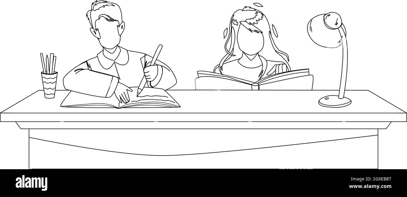 écolière faire ses devoirs Banque d'images vectorielles - Alamy