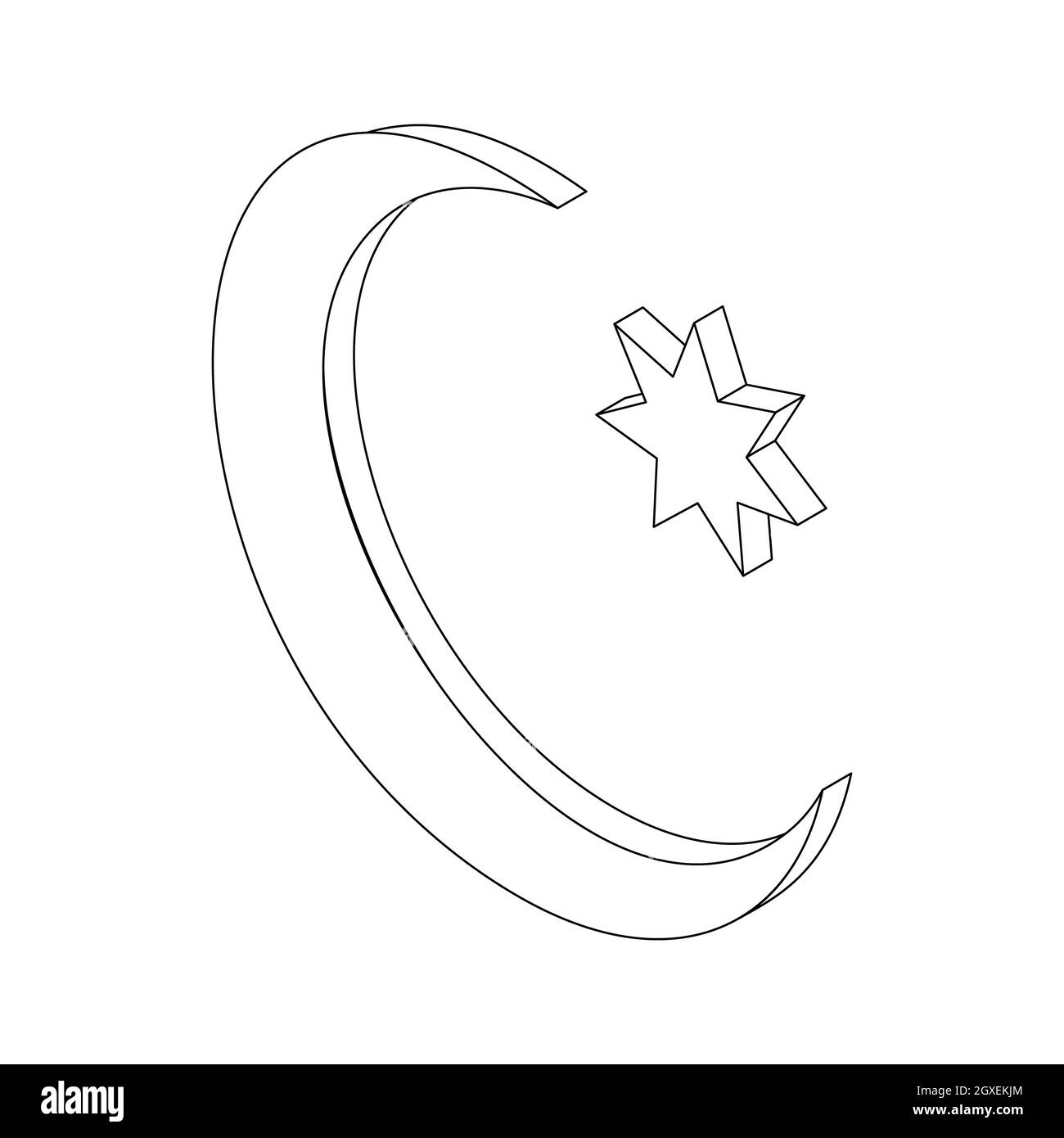Icône symbole Islam en étoile et croissant, style 3D isométrique ...