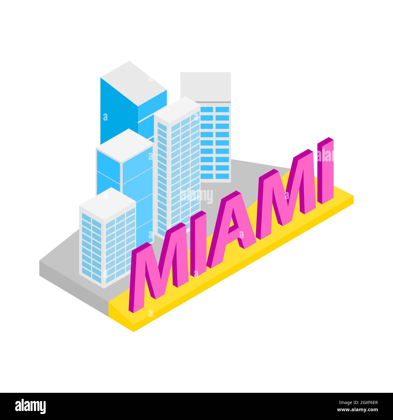 Icône de la ville de Miami dans un style 3D isométrique isolé sur fond ...