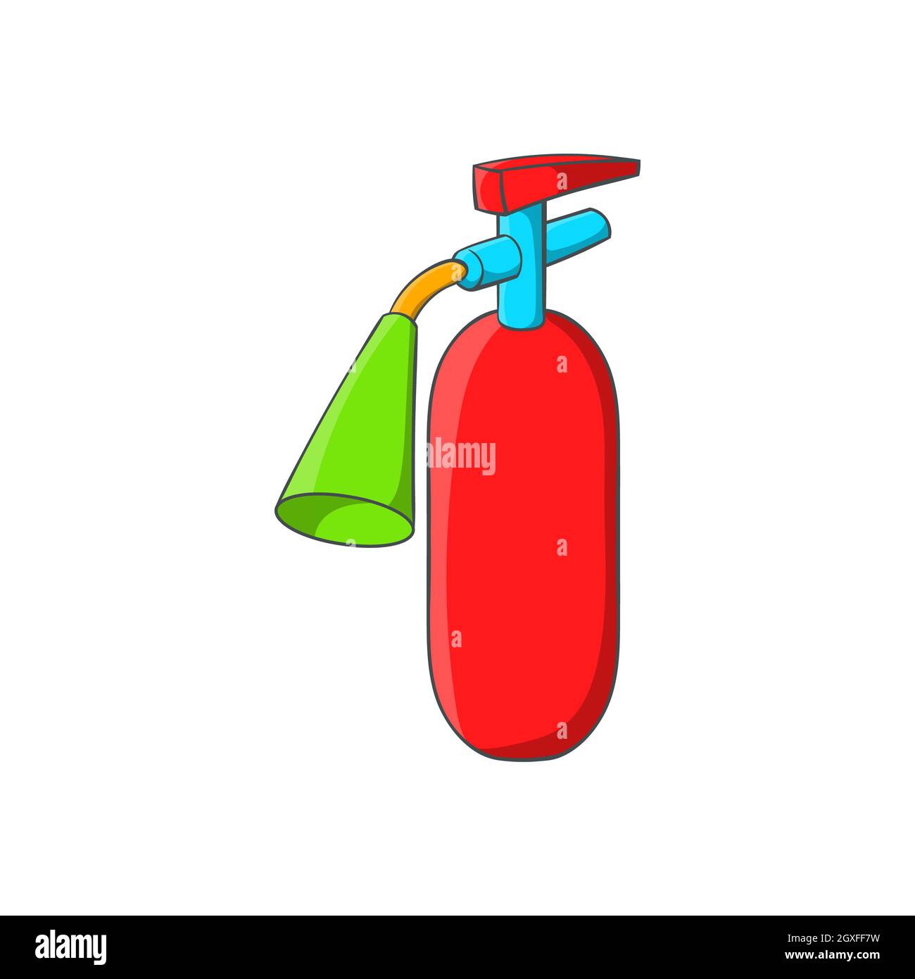 Icône extincteur de style dessin animé isolée sur fond blanc. Symbole d ...