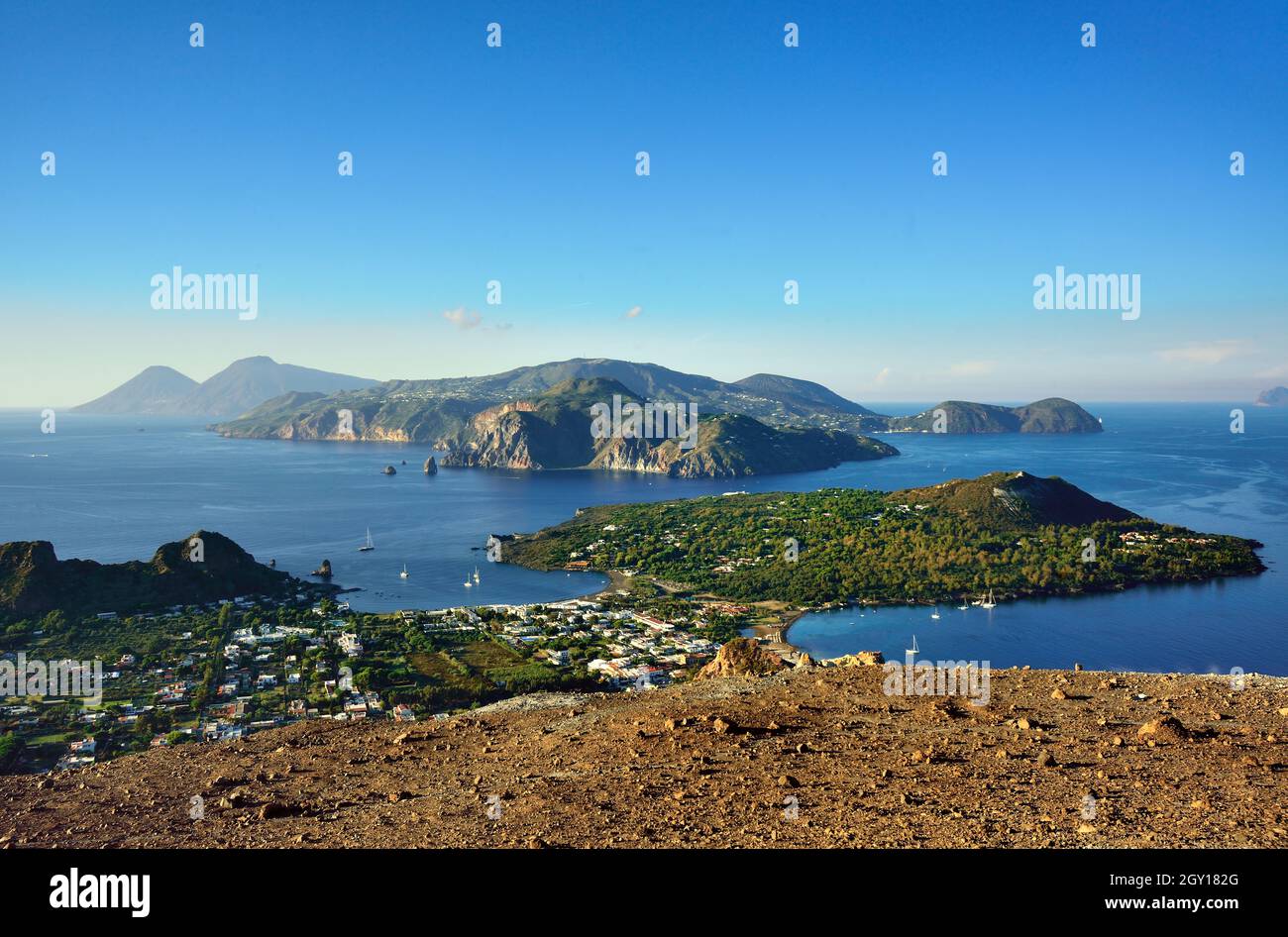 Îles Eoliennes, Sicile, Italie. Île de Vulcano, elle contient plusieurs ...