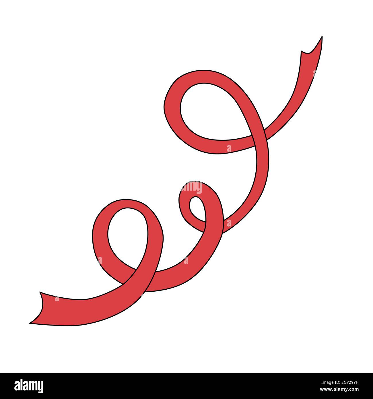 Ruban rouge de style dessin animé. Ruban pour la gymnastique rythmique ...