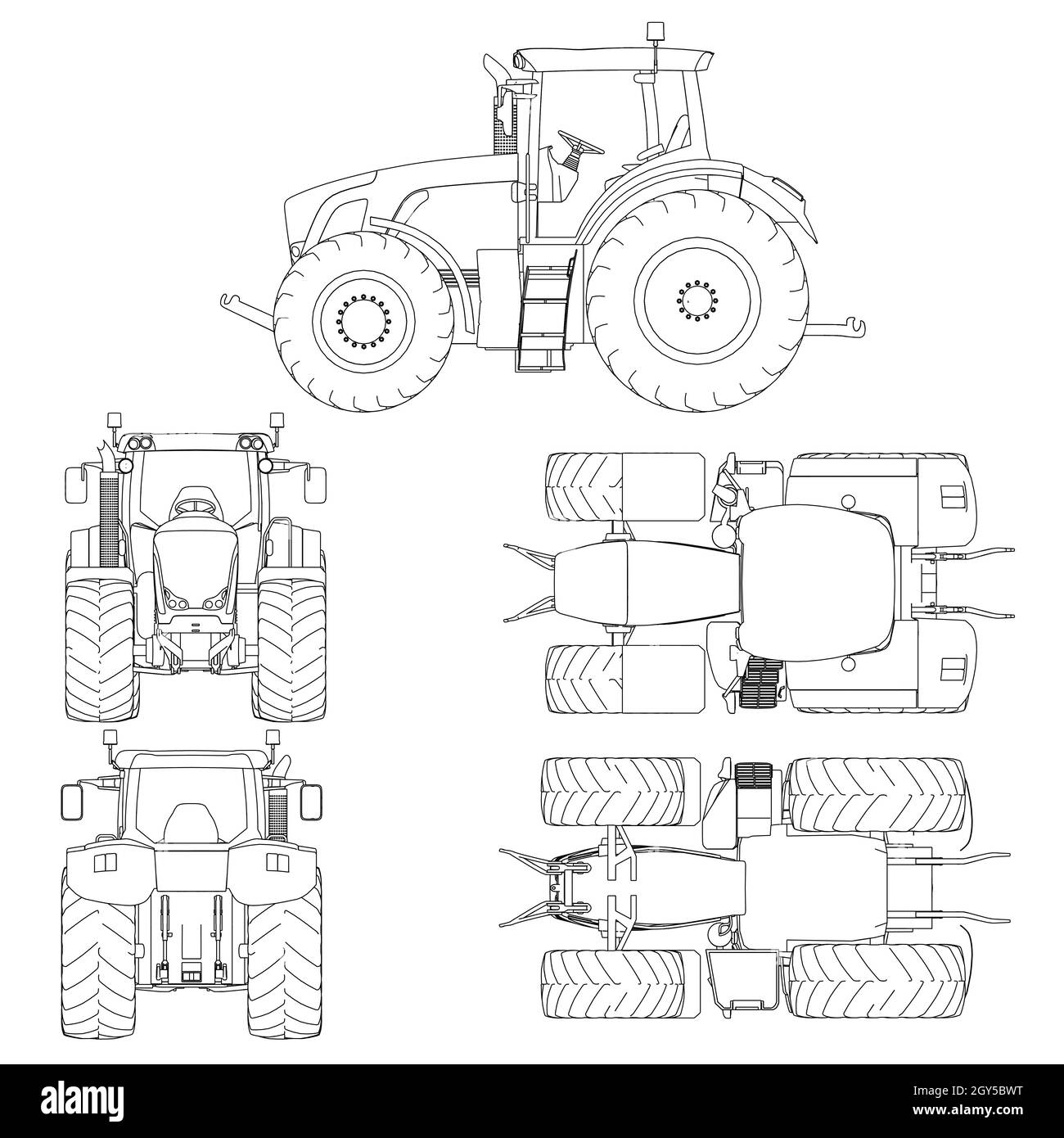 Définir avec les contours du tracteur à partir de lignes noires isolées ...