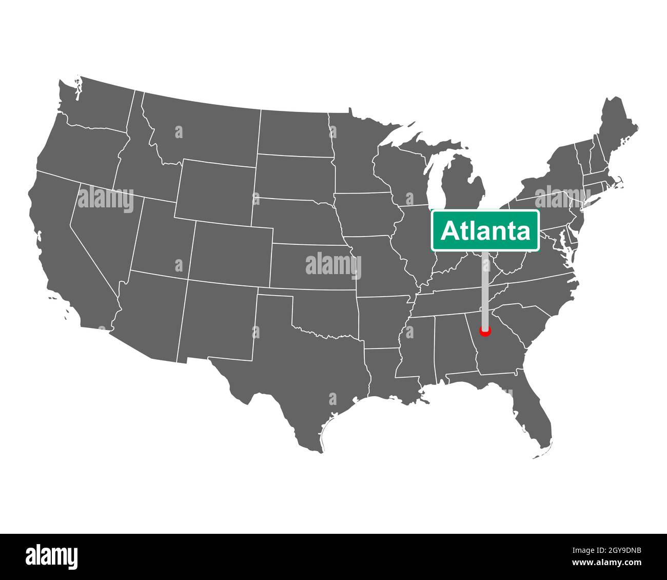 Panneau de limite de la ville d'Atlanta et carte des Etats-Unis Photo ...