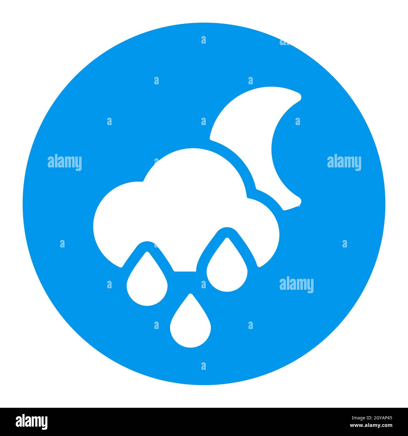 Nuage de pluie avec l'icône de glyphe vecteur de lune de gouttes de ...