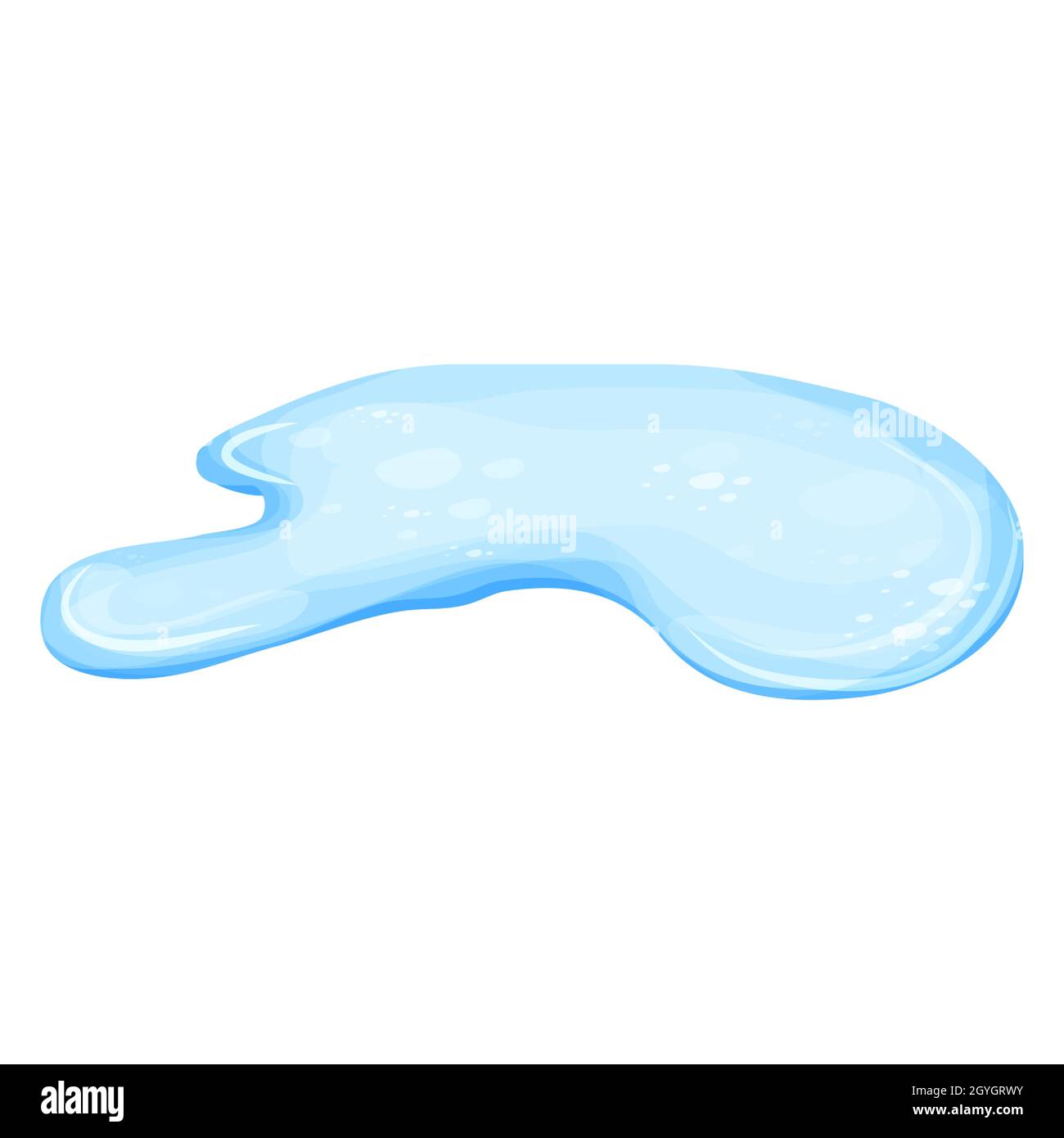 Flaque d'eau de style dessin animé isolée sur fond blanc. Déversement ...