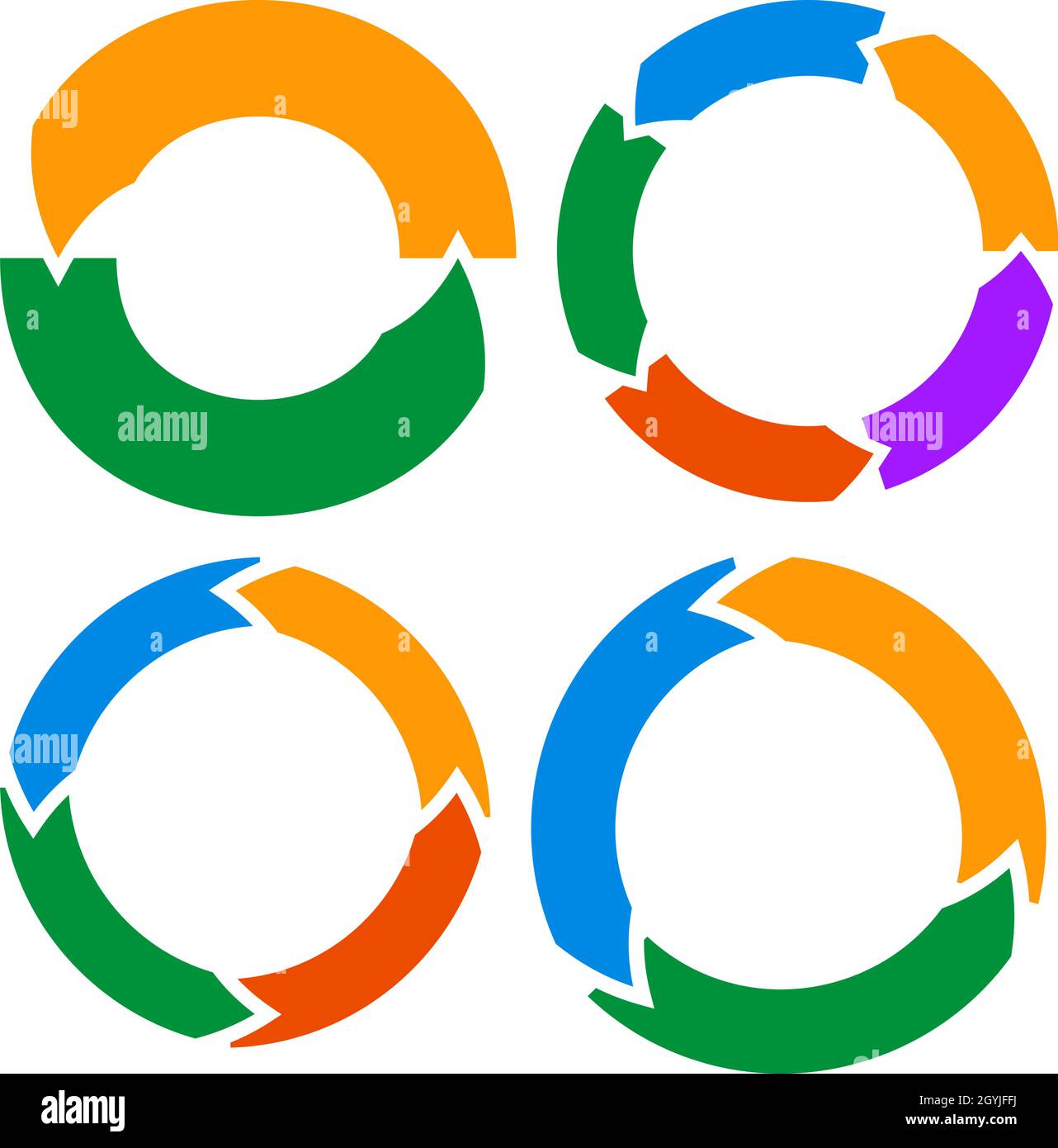 Flèches circulaires pour les concepts d'étapes, d'étapes et de phases ...
