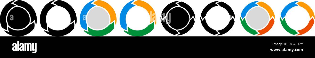 Flèches circulaires pour les concepts d'étapes, d'étapes et de phases ...