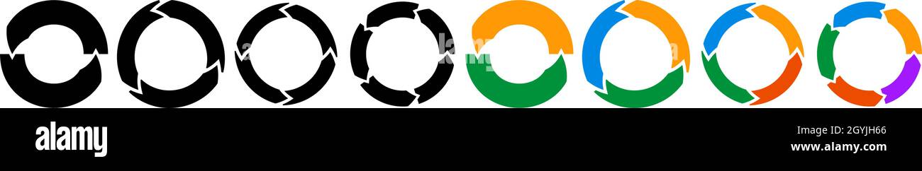 Flèches circulaires pour les concepts d'étapes, d'étapes et de phases ...
