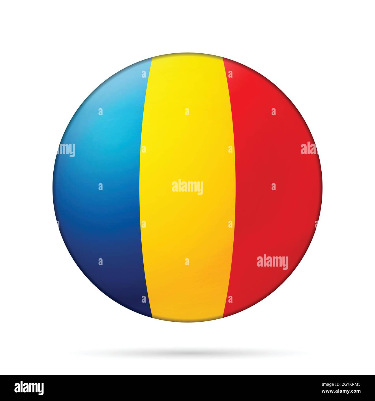 Boule lumineuse en verre avec drapeau de Roumanie. Sphère ronde, icône ...