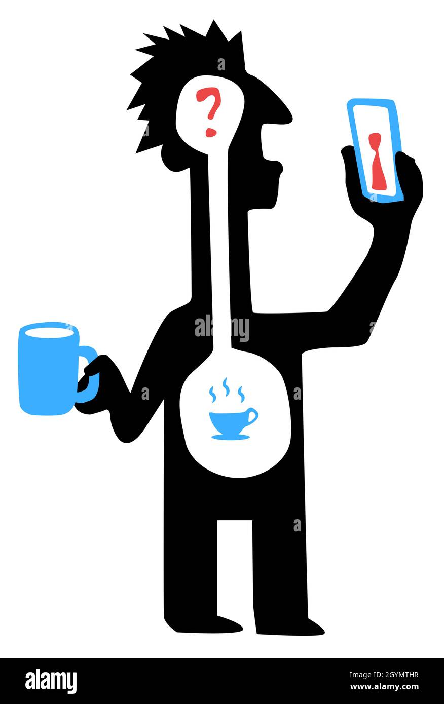 Les contacts de pause de café appellent casse-tête drôle dessin animé ...