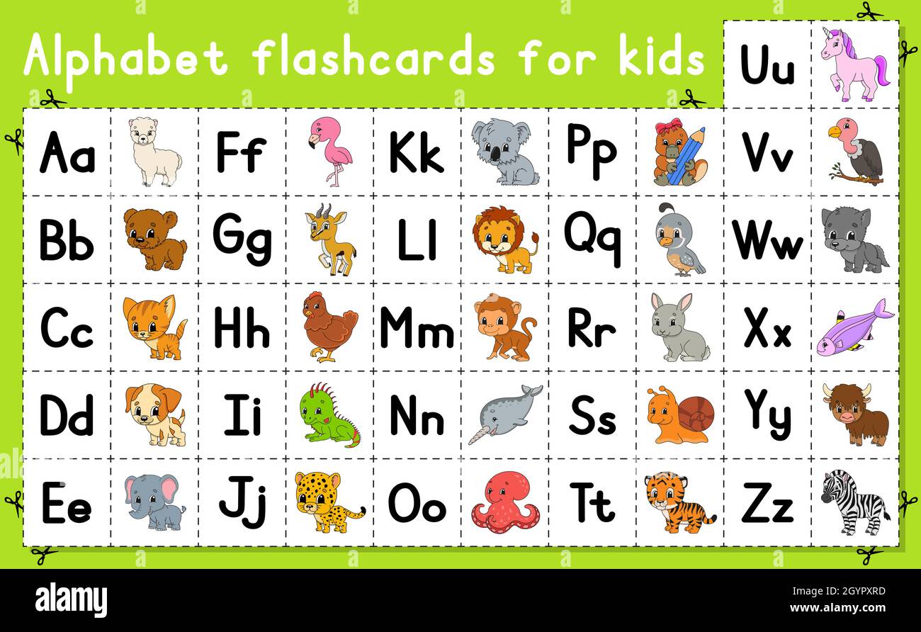 Alphabet anglais avec caractères de dessin animé. Ensemble de vecteurs ...