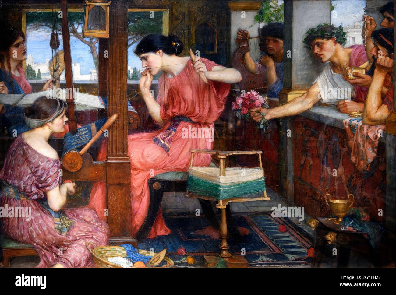 Penelope et les suiteurs de John William Waterhouse (1849-1917), huile ...