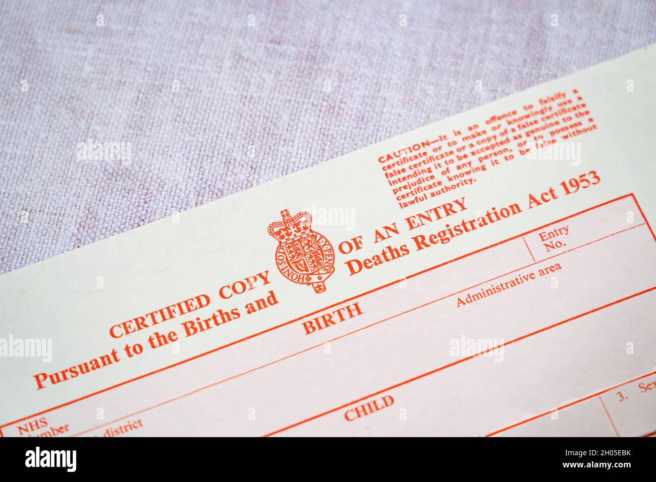 Birth certificate Banque de photographies et d’images à haute résolution - Alamy