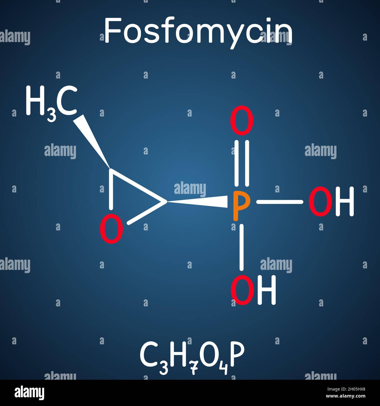 Fosfomycine, phosphomycine, molécule de phosphonomycine.Il s'agit d'un ...