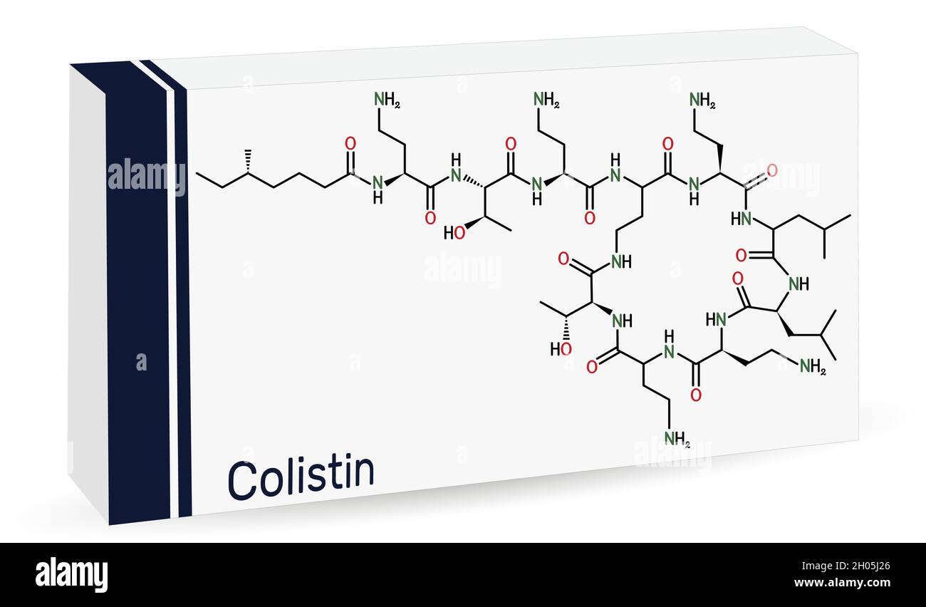 Colistine, molécule de polymyxine E.C'est un antibiotique polypeptide ...